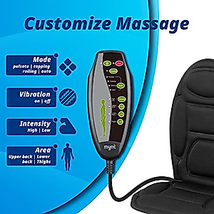 Seat Massager with Heat, Vibrating Back Massager for Chair Massage Cushion, 8 Vibrating Nodes to Relieve Stress and Fatigue for Back, Shoulder and Thighs