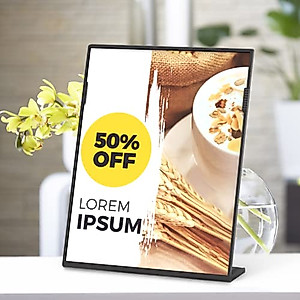 MaxGear Acrylic Sign Holder 8.5 X 11 inches 12 Pack, Upgraded Slant Back Sign Holders Plastic Paper Holder Table Display Stand, Fall Resistant Acrylic Sign Frames for Office, Store, Restaurant, Black