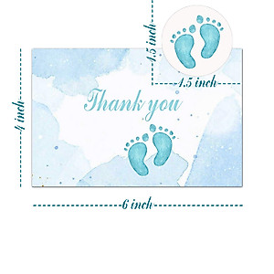 Topabel Baby Shower Thank You Cards with Envelopes 4x6 Inch Baby Boy Shower Birthday Supplies Gratitude Cards for Guests,30 Pcs