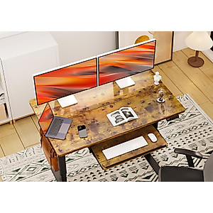 Claiks Standing Desk with Keyboard Tray, Standing Desk Adjustable Height, Raising Desks for Home Office and Computer Workstation, 48 Inches, Rustic Brown