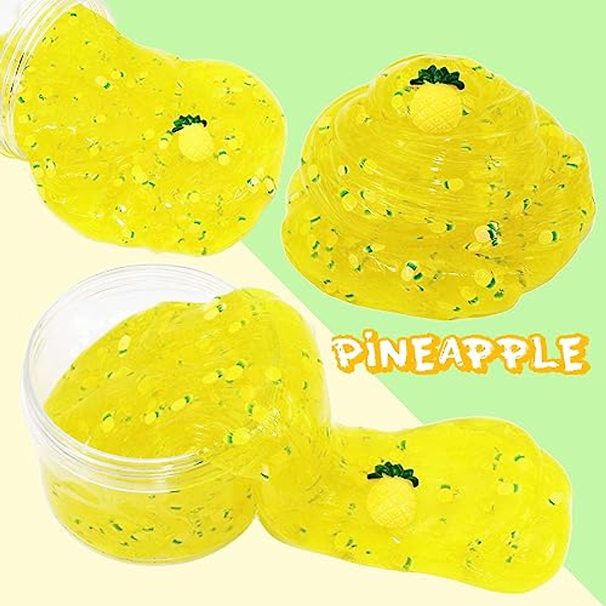 2 Pack Crunchy Slime - Smells Nice Pineapple Slime and Peach Slime - SSSSuper Stretchy Glossy Slime Perfect for Kids Party Favor, Classroom Prize or Christmas Stocking Stuffer - Boys Girls