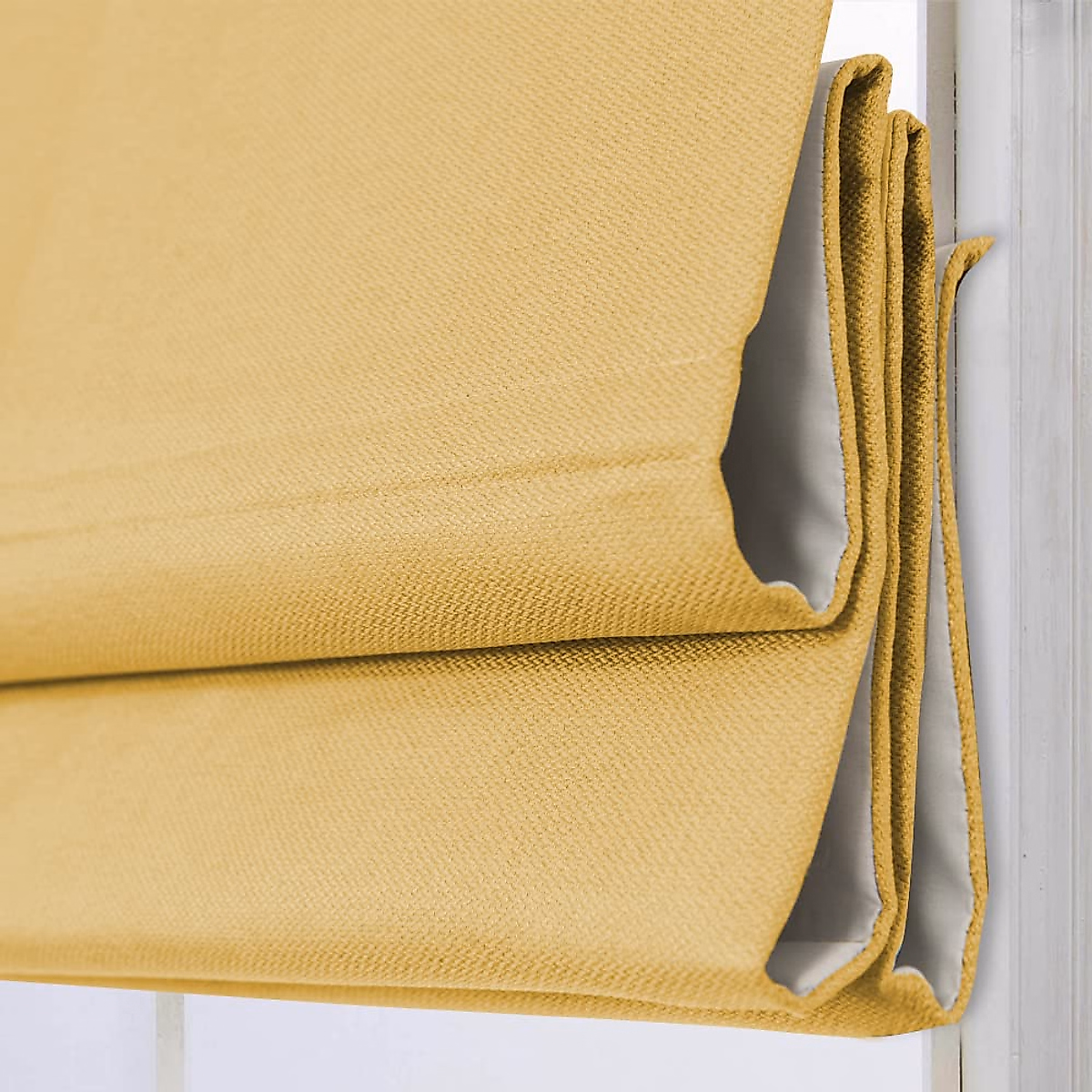 Roman Window Shades Window Blinds, Yellow Premium Blackout Window Roman Shades, Custom Washable Fabric Roman Blinds for Windows, Doors, French Doors, Kitchen Windows