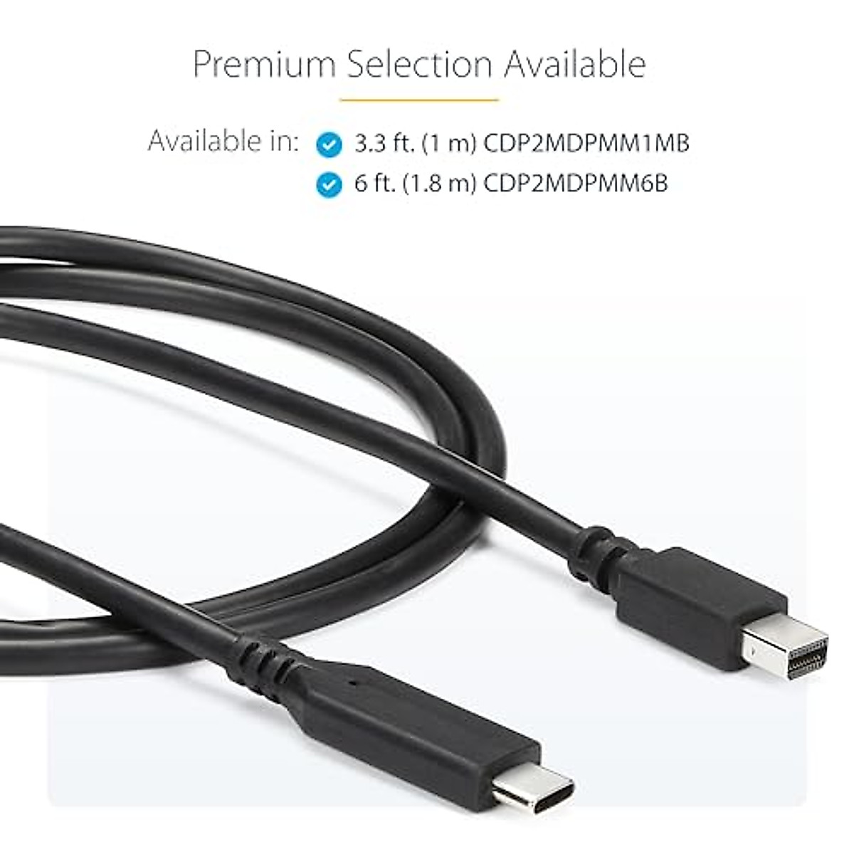 StarTech.com 1m / 3.3ft USB-C to Mini DisplayPort Cable - 4K 60Hz - Black - USB 3.1 Type C to mDP Adapter (CDP2MDPMM1MB)