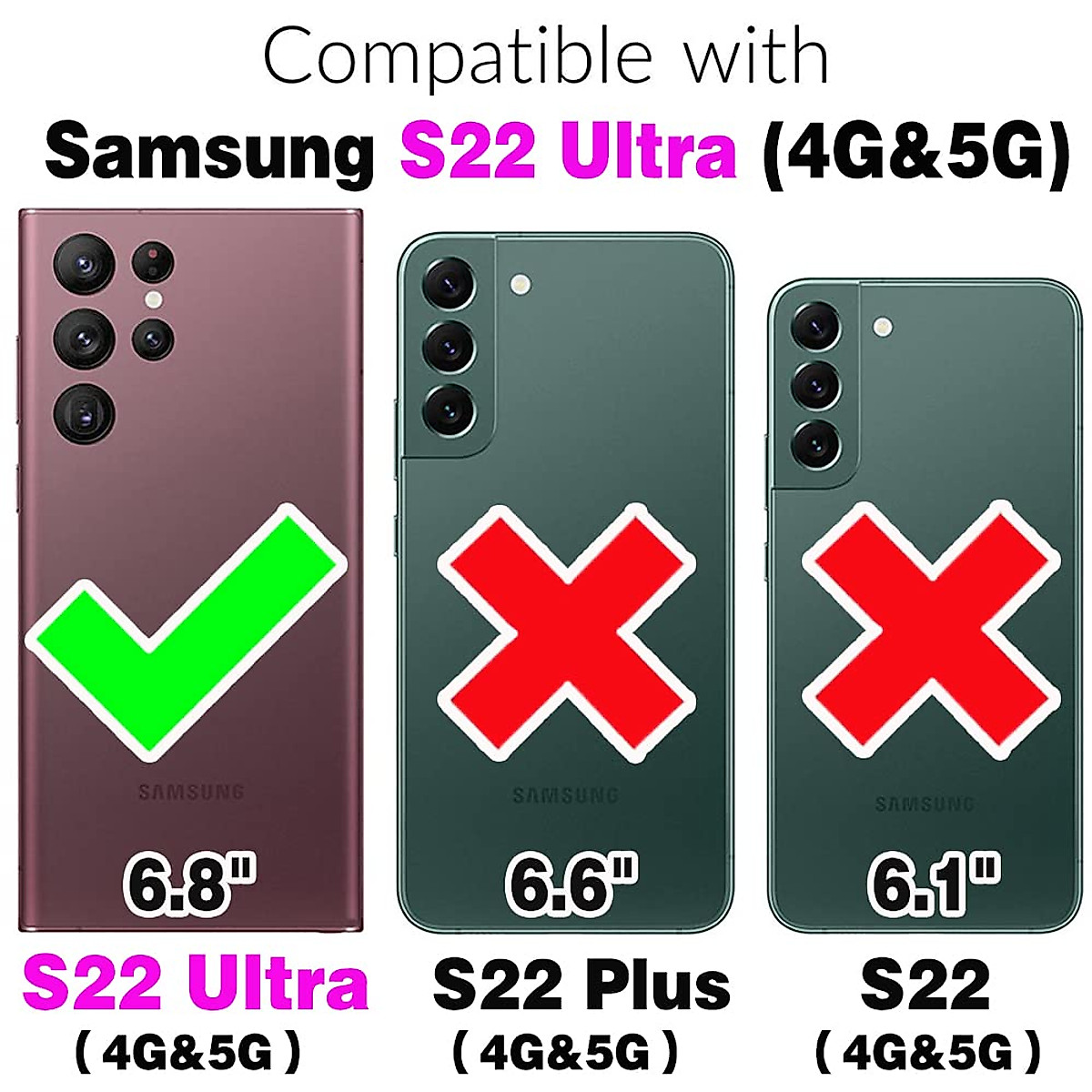 Asuwish Phone Case for Samsung Galaxy S22 Ultra 5G Wallet Cover with Tempered Glass Screen Protector and Flip Zipper Card Holder Stand Cell Accessories S22ultra 22S S 22 S22ultra5g 6.8 Women Men Pink