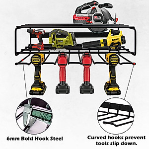 YIKBIK Power Tool Organizer, Garage Tool Organizers and Storage, Drill Holder Wall Mount, Heavy Duty Metal Tool Shelf, Utility Storage Rack for Cordless Drill Charging Station Screwdriver
