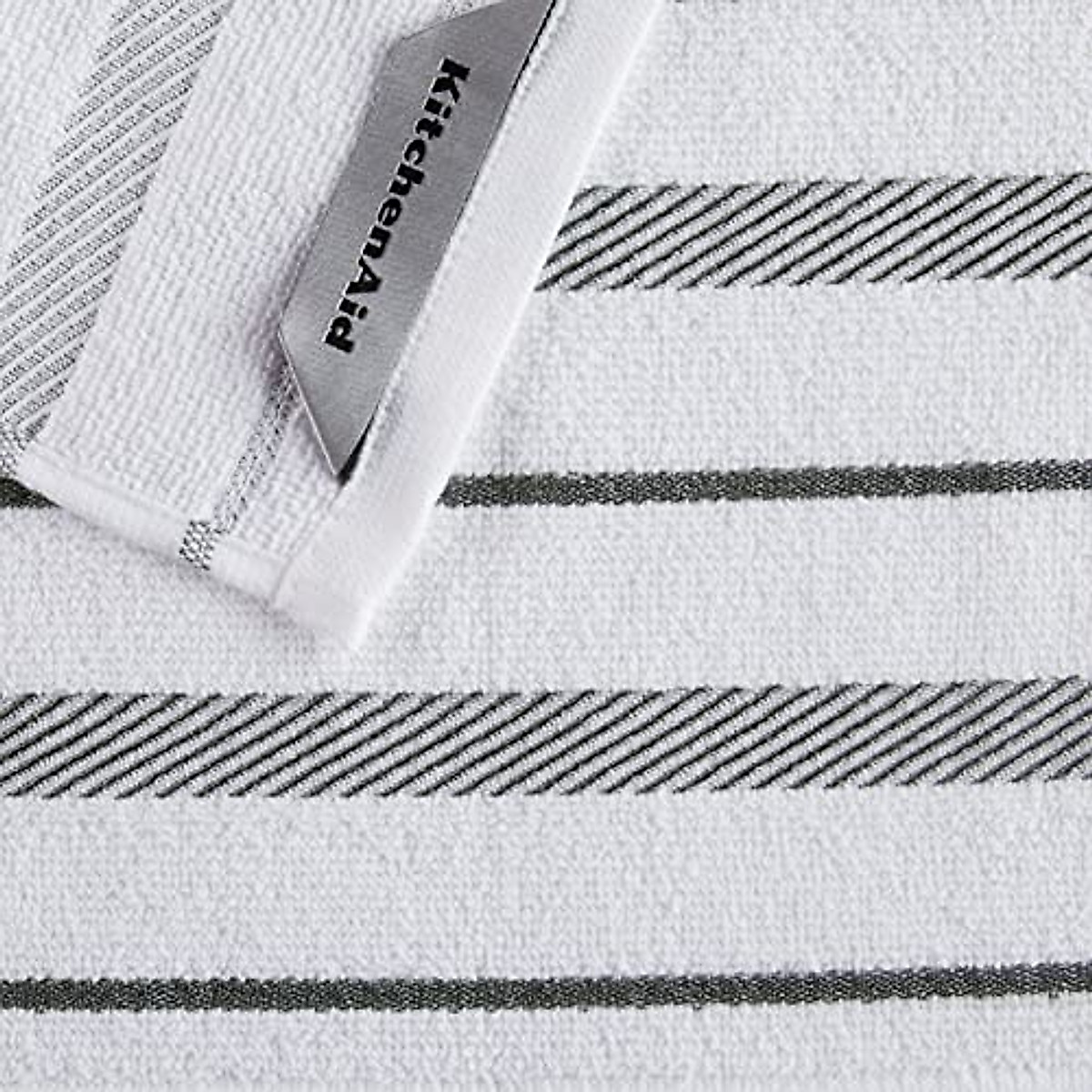 KitchenAid Albany Dishcloth 8 Pack Set, Charcoal Grey/White, 12"x12"