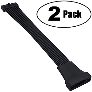 TeamProfitcom Small Mini USB 3.0 19/20 Pin Internal Low Profile Extension Header Adapter Cable for Motherboard 6 inches (2 Pack)