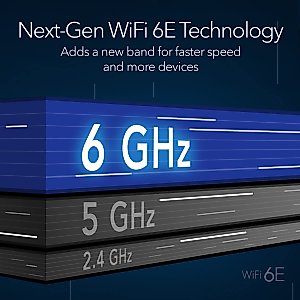 NETGEAR Orbi Quad-Band WiFi 6E Mesh System (RBKE963), Router with 2 Satellite Extenders, Coverage up to 9,000 sq. ft., 200 Devices, 10 Gig Internet Port, AXE11000 802.11 AXE (Up to 10.8Gbps)
