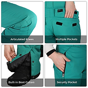 wantdo Women's Waterproof Ski Pants Winter Warm Snowboard Pants Outdoor Snow Pants Blue Large