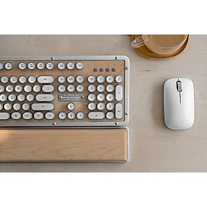 Azio Retro Classic Bluetooth (Maple) - Wireless/USB Wired Maple Wood Vintage Backlit Mechanical Keyboard for PC/Mac (MK-RETRO-BT-W-02-US)