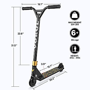 VOKUL S2 Pro Scooters for Kids Age 6-12 | Colorful Stunt Scooter for Beginners Teens | Trick Scooter for BMX Freestyle Tricks (Gold)