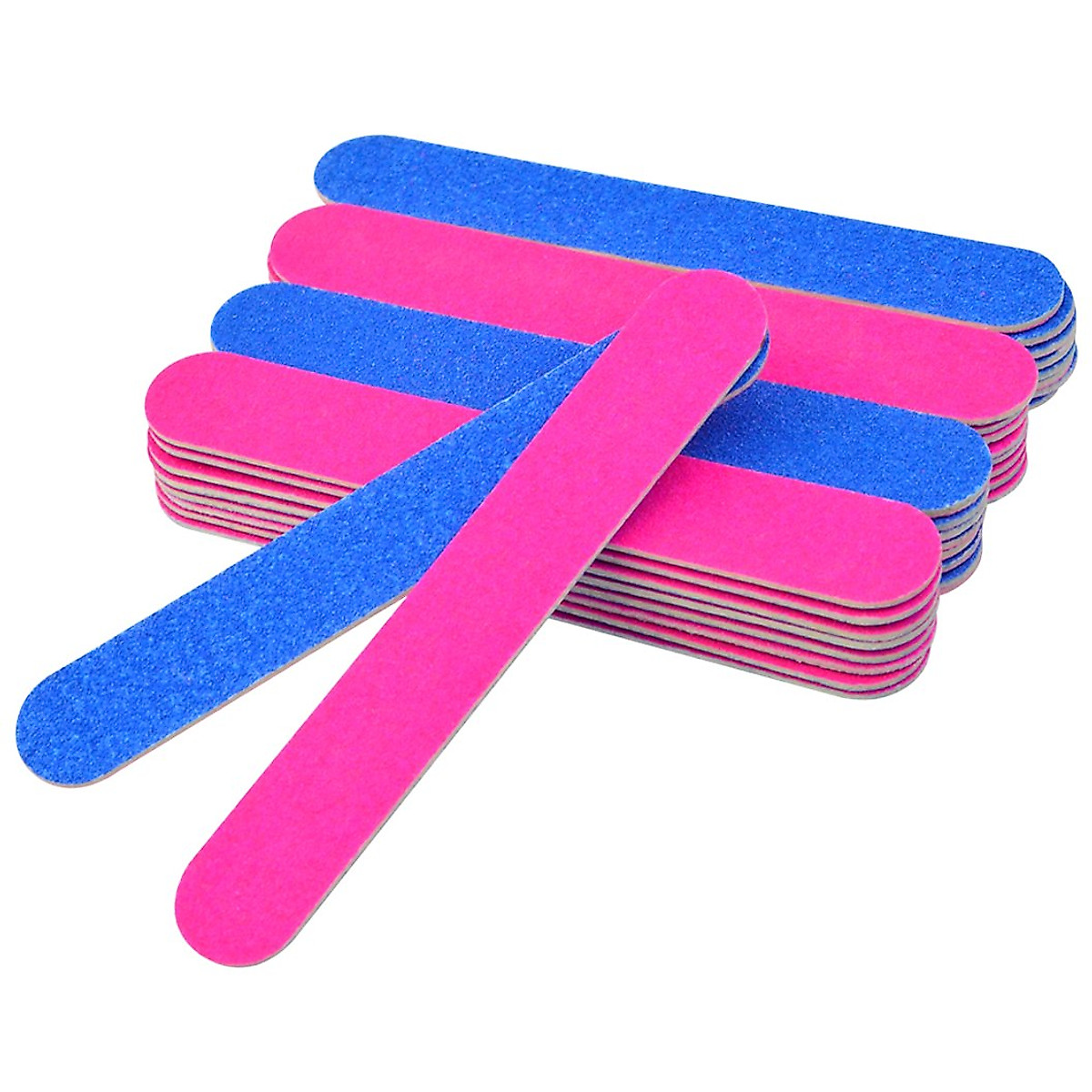 Wobe 100 pcs Disposable Nail Files Double Sided Emery Boards Manicure Tools, Blue and Pink Nail Buffering Files Emery Boards Pedicure Tools Set Home or Professional Beauty Care