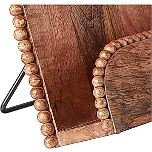 Mud Pie Beaded Cookbook Holder, 11" x 11", Natural Brown