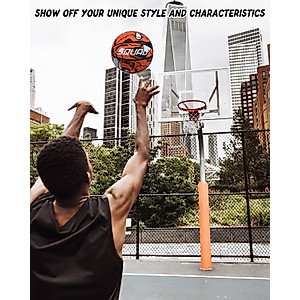 SQUAD Graffiti Basketball Size 7 (29.5"), Durable Rubber Basketball Ball for Indoor & Outdoor Play, includes Pump & Mesh Bag