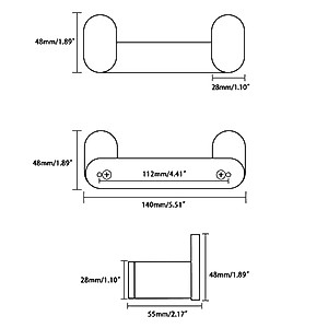Alise Double Towel Hooks Bathroom Robe Clothes Hook Wall Mount Utility Hook,SUS304 Stainless Steel Matte Black