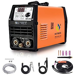 HITBOX Tig Welder Welding Machine 200Amp,110/220V High Frequency Dual Voltage 2 in 1 IGBT Digital Inverter Tig/Stick/Arc/Sticker Welder HBT2000 (HBT2000-US)