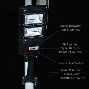 BSOD Solar Grow Lights for Outdoor Plants, Cordless Full Spectrum Growing Led Greenhouse Lamp with Timer Auto Remote Wireless Waterproof,2in1 Motion Sensor Street & Plant Light