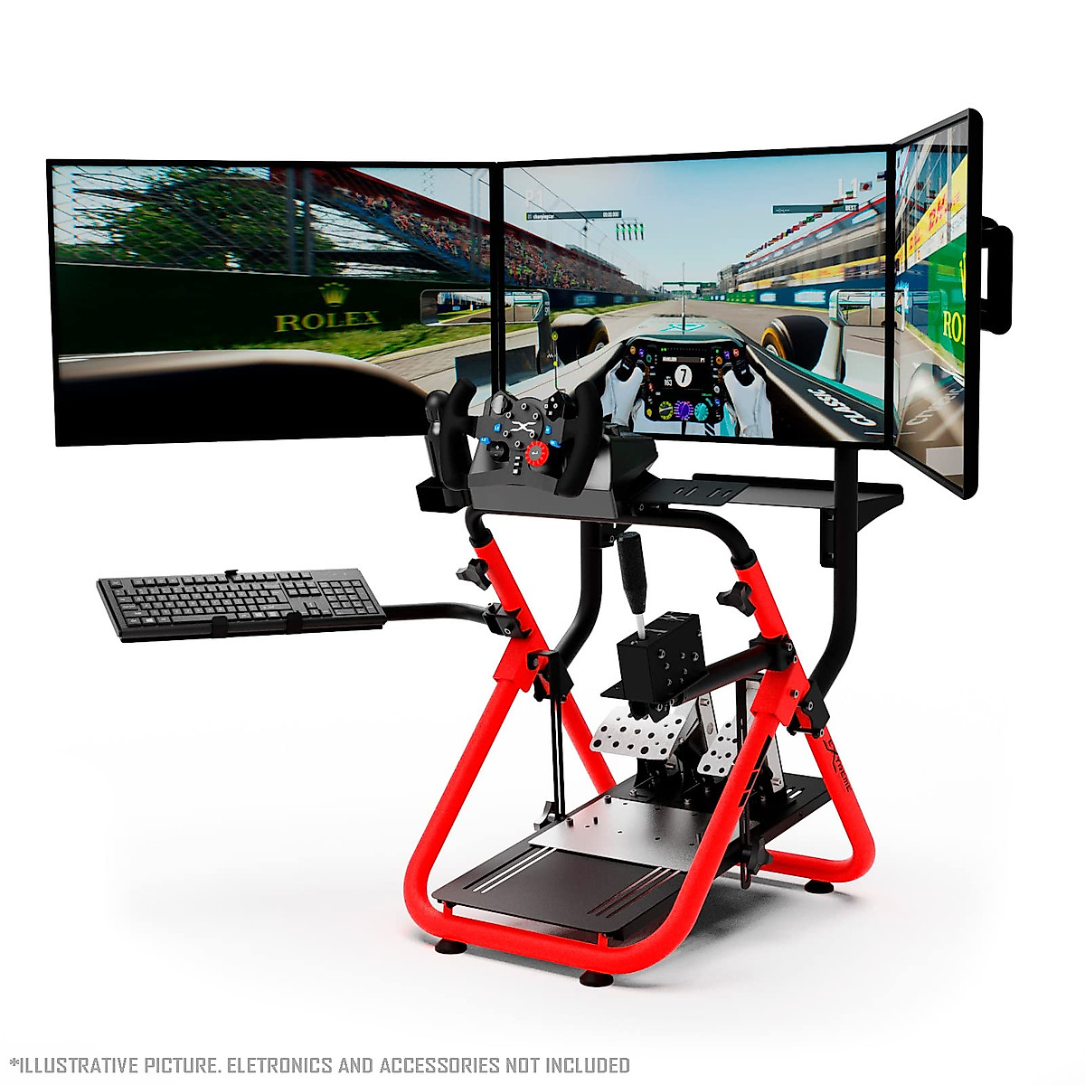 Extreme Sim Racing Wheel Stand Cockpit SXT V2 Racing Simulator - Racing Wheel Stand RED Edition For Logitech G25, G27, G29, G920, G923, Thrustmaster And Fanatec - WHEEL LOCKS INCLUDED