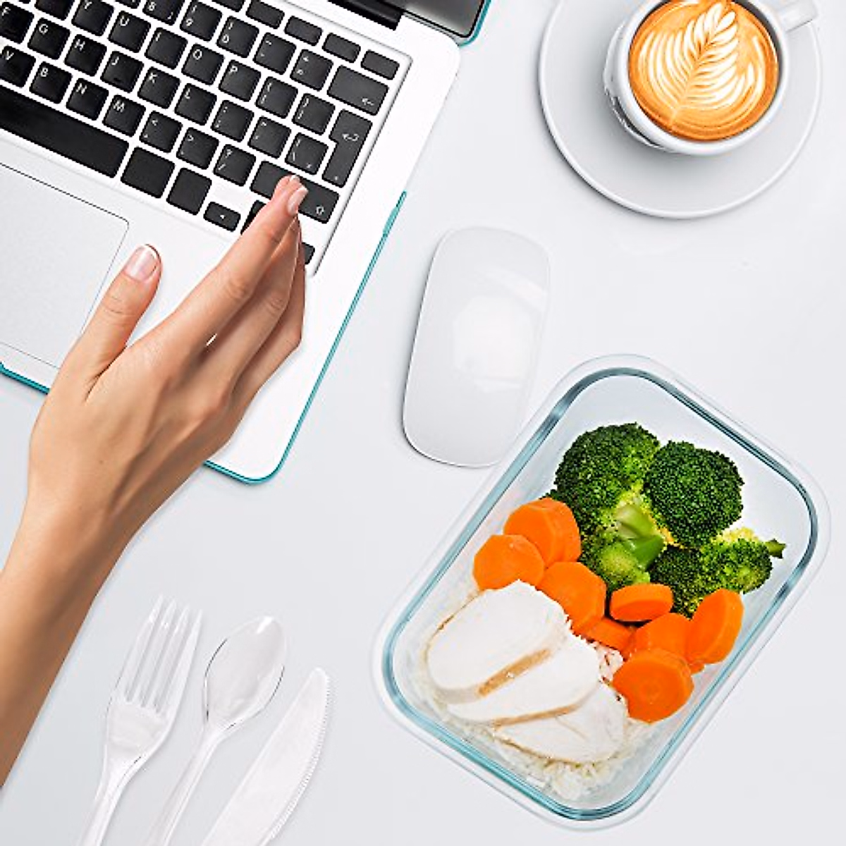 PrepNaturals 5 Pack 36 Oz Glass Meal Prep Containers - Dishwasher Microwave Freezer Oven Safe - Glass Storage Containers with Lids (Multi-Compartment)