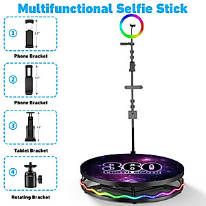 360 Photo Booth Machine for Parties with Ring Light Free Custom Logo Stand on Remote Control Automatic Slow Motion 360 Spin Photo Camera Booth