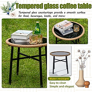 Homsido Patio Furniture Set 3 Pieces Small Boho Outdoor Rattan Woven Chairs Wicker Sofa Garden Conversation Balcony Bistro Sets for Yard,Pool or Backyard,Front Porch(Beige Wicker White Cushions)