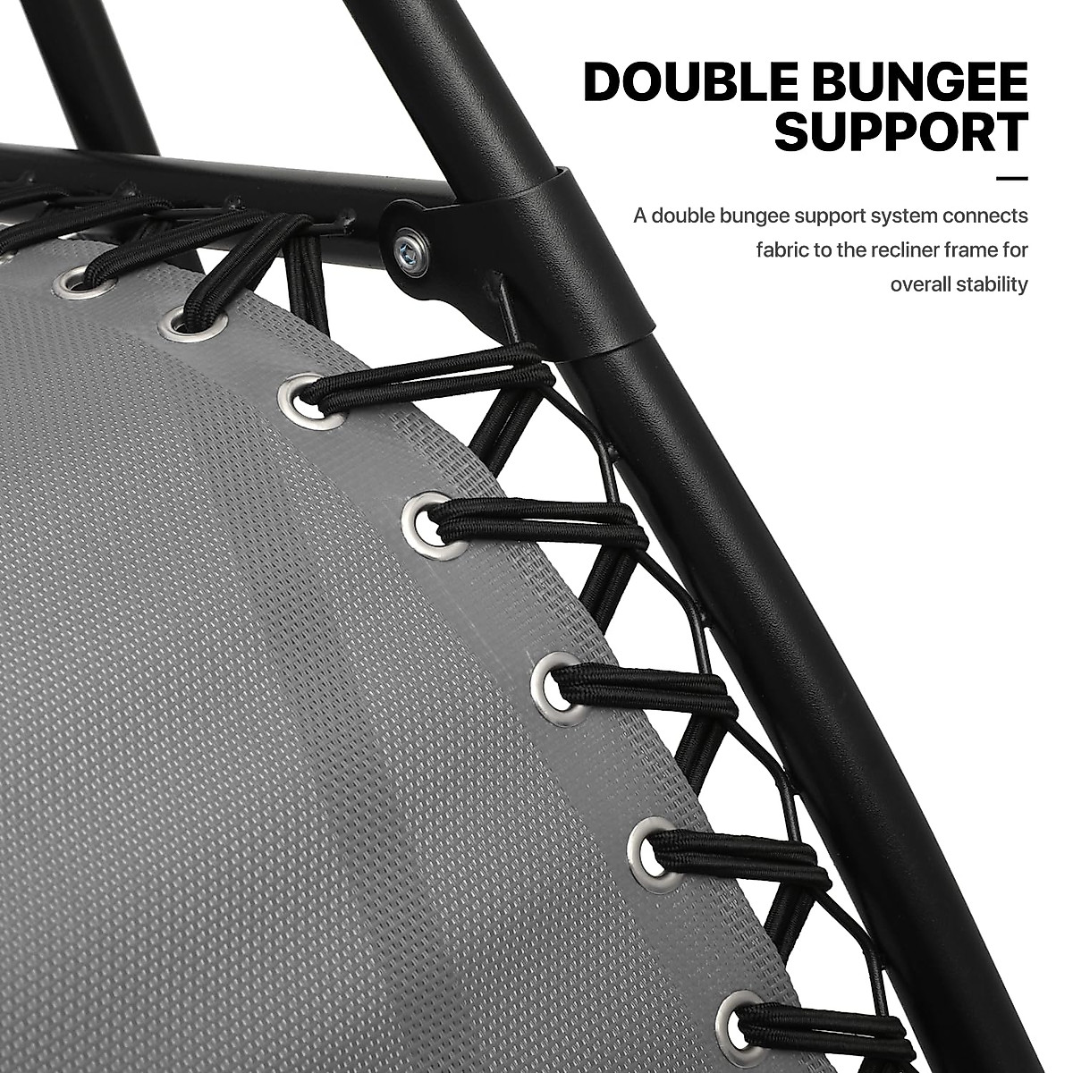 MoNiBloom Indoor/Outdoor Zero Gravity Chairs 3-Piece, Adjustable Folding Reclining Chairs with Folding Table, Pillow and Tray, Pool Patio Lawn Beach Vacation Lounger, 330lbs Capacity, Grey