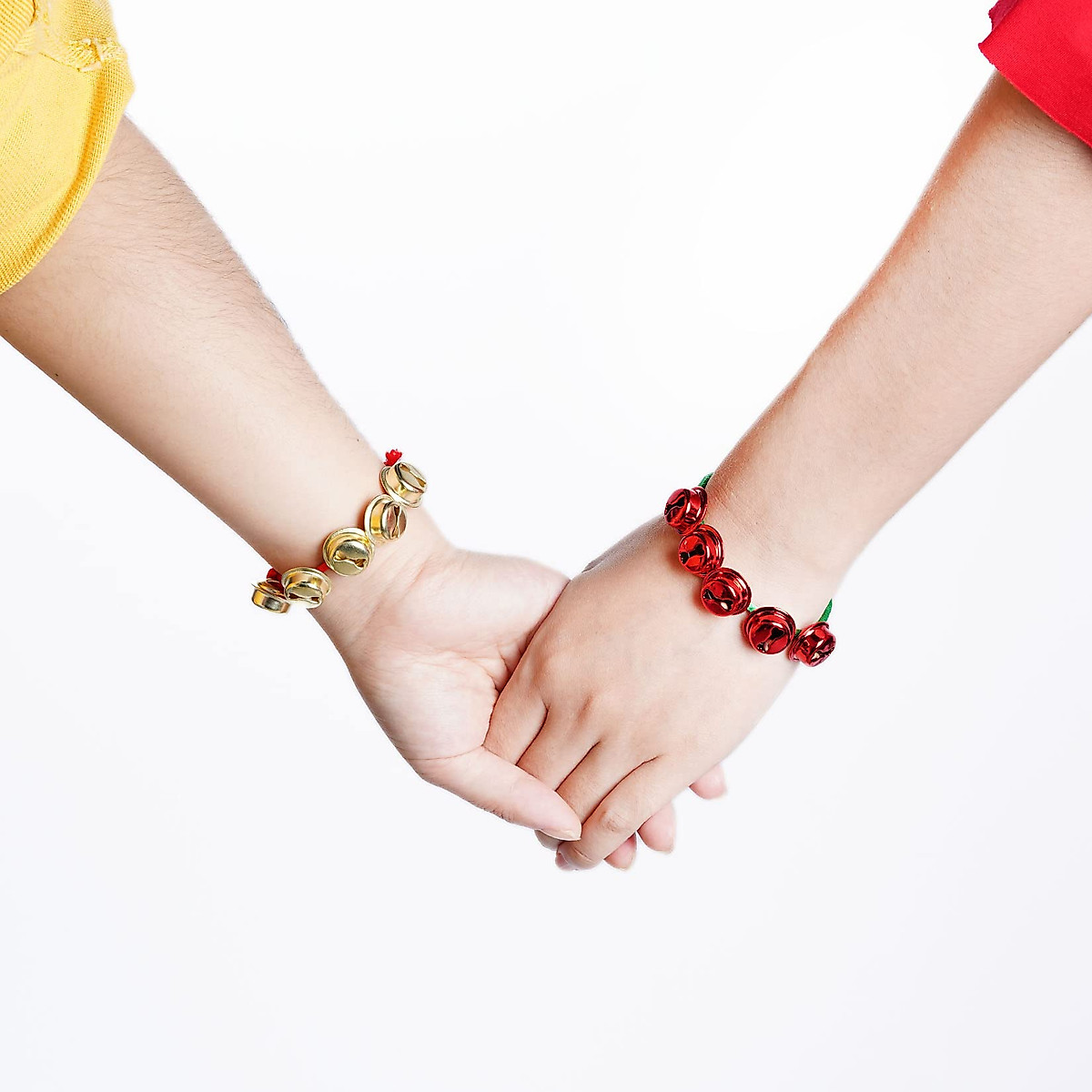 mifengda 30 Pieces Christmas Jingle Bell Bracelets Adjustable Jingle Bell Wrist Band Green Red and Gold Metal Bells Bracelets for Christmas Party Gift