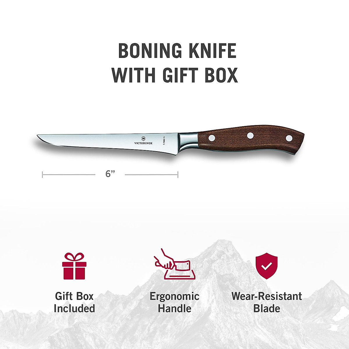 Victorinox Grand Maitre Boning Knife - Kitchen Knife for Cutting Meat - Premium Cooking Knife for Home Kitchen Essentials - Wood Handle, 6"