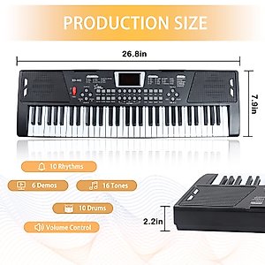 UIOTYO 61 keys piano keyboard, keyboard piano for beginners, portable piano keyboard with built-in dual speakers and microphone Keyboard Piano Teaching Gift for Beginners