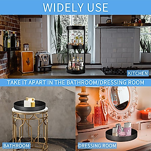 BALHAO 3 Layers Lazy Susan Turntable Organizer, 3 Tier Spice Turntable Organizer, Non-Skid Tiered Rotating Kitchen Spice Organizer, Suitable for Kitchen, Cabinet Multi-Layer Storage Rack (Black)