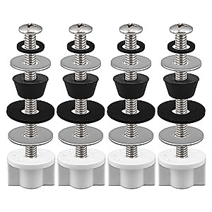 Jaeskeclip 2 Sets Stainless Steel Toilet Seat Screws, Toilet Seat Tightening Kit, Strong Metal Hinges and Bolts, Resistant to Dirt and Wear, Practical Convenient(Silver+Black+White)