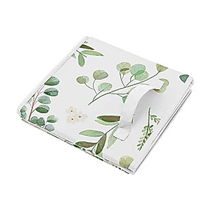 Sweet Jojo Designs Floral Leaf Foldable Fabric Storage Cube Bins Boxes Organizer Toys Kids Baby Childrens - Set of 2 - Green and White Boho Watercolor Botanical Woodland Tropical Garden