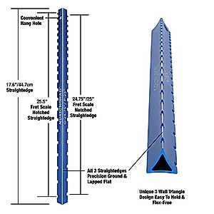 MusicNomad Tri-Beam 3 'n 1 Dual Notched Precision Straightedge for Acoustic and Electric Guitars Including Fender, Gibson, PRS (MN821)