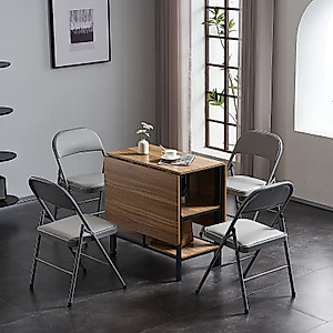 Karl home 6 Pack Grey Folding Chairs with Padded Seats for Outdoor & Indoor, Portable Stackable Commercial Seat with Steel Frame for Events Office Wedding Party, 330lbs Capacity