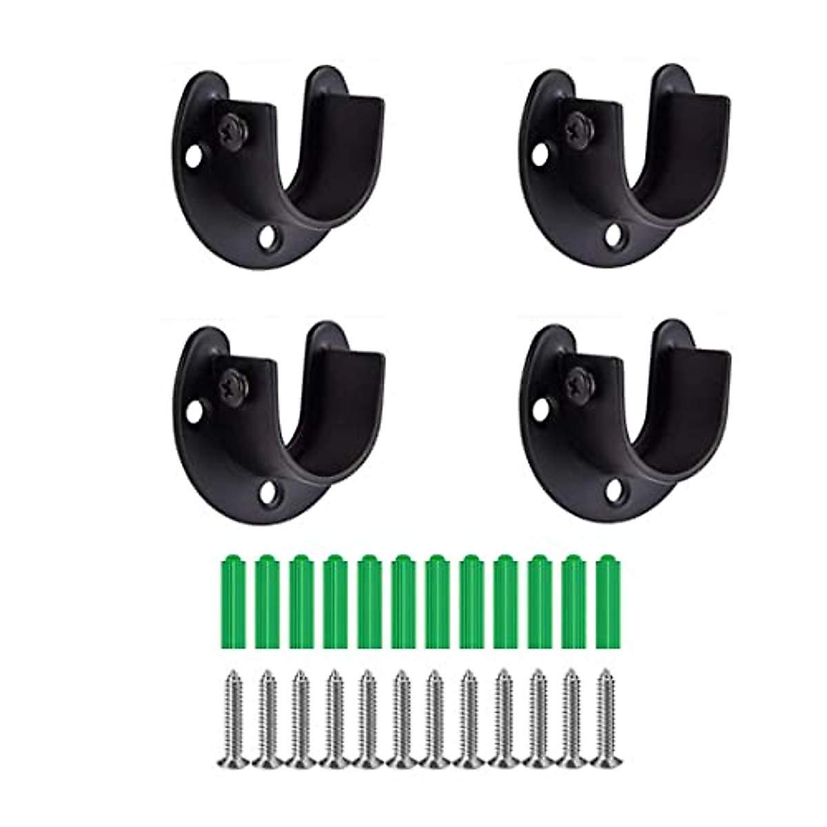 GDQLCNXB Closet Rod Bracket, Closet Rod Holder 1-1/4 Inch Diameter, 4 PcsHeavy Duty Curtain Rod Holder, Black Closet Rod Support with Screws
