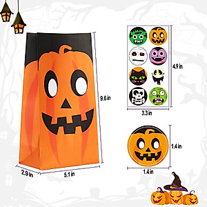 DECORLIFE 40 PCS Cute Halloween Goodie Bags, 8 Style Halloween Treats Bags Party Favor, Trick or Treat, Gifts, Candies, Snacks, Party Supplies, 40 Stickers Included