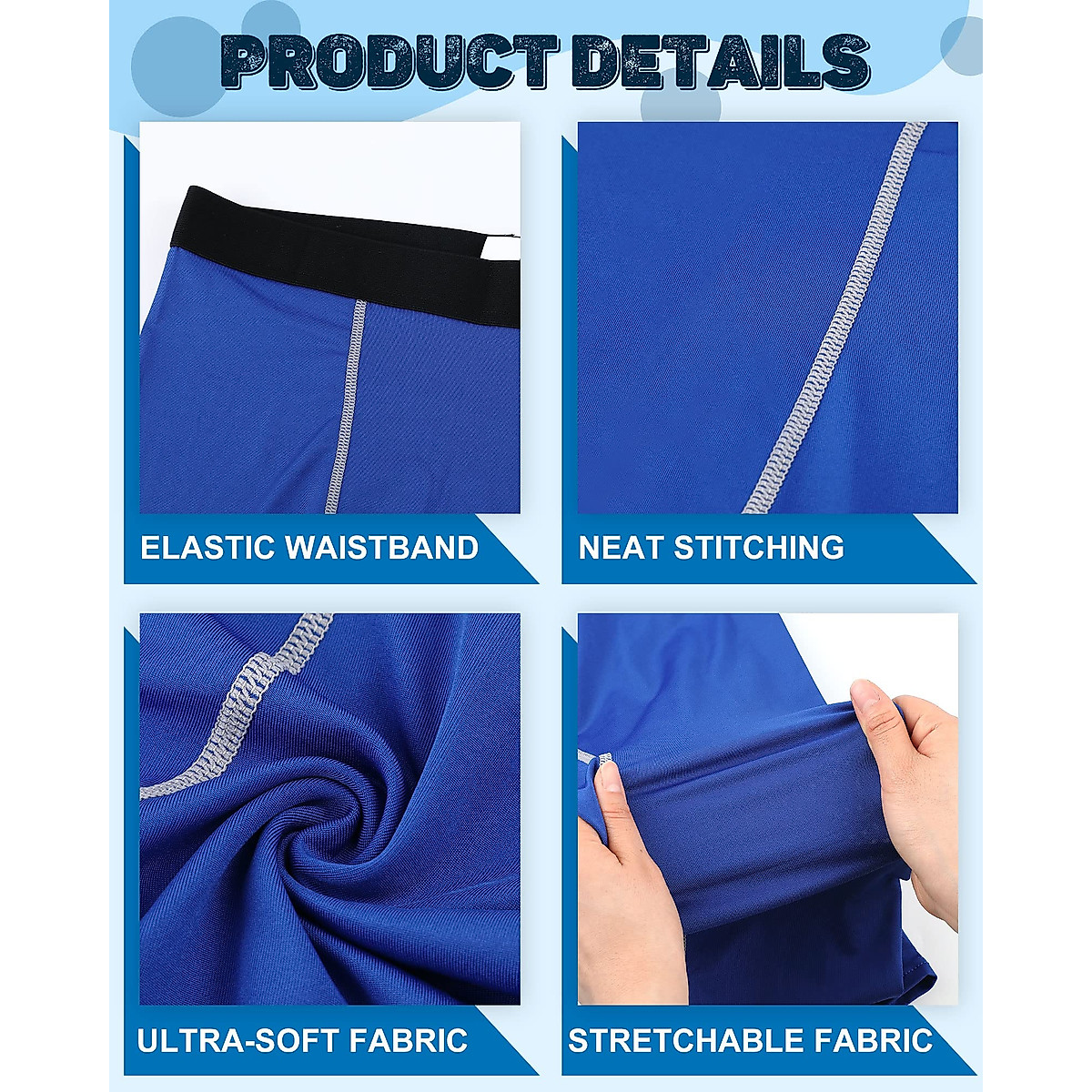 Hicarer 6 Pack Men's Compression Pants Workout Pants Athletic Compression Leggings Running Tights for Men Sport Supplies (Multicolor, Large)