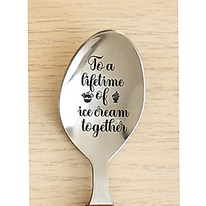 Weefair Ice Cream - Engraved Spoon Gift for Husband, Wife | Him, Her Birthday Anniversary Christmas Stocking Stuffer Lovers Dessert -7 Inches, Silver, WFR_LIFE-ICE21
