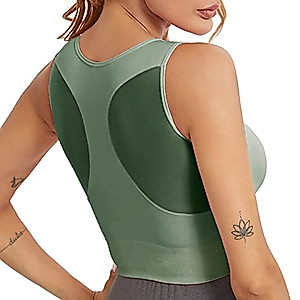 Sports Bras For Women Mesh Sports Bra Tank Top Padded Yoga Bras Workout Tops Workout Womens Clothing (Green, XXL)