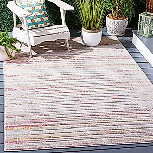 Safavieh Cabana Collection Area Rug - 5'3" x 7'6", Rust & Ivory, Non-Shedding & Easy Care, Indoor/Outdoor & Washable-Ideal for Patio, Backyard, Mudroom (CBN502P)