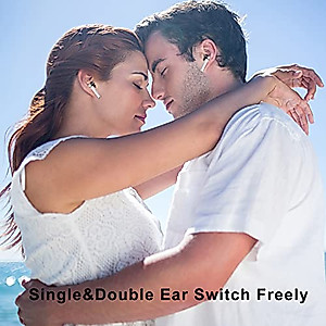 Bluetooth Headphones V5.3 True Wireless Earbuds Press Button Control 48H Earphones Aviation Aluminum Sound Chamber Stereo Headset Long Battery Life with LED Power Display & Built-in Mic for Phone