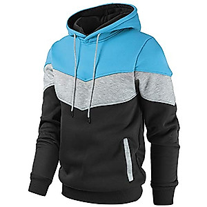 Gesean Mens Hoodie Pullover Hooded Sweatshirt Top Blue Medium
