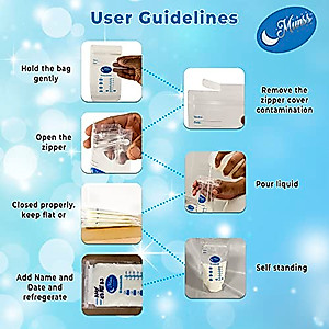 Munss Breast Milk Storage Bags Bag for Nursing Moms Leak Proof 120 Count 7oz Capacity Non Reusable|BPA Free| Suitable for Freezing. Blue