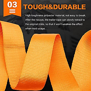 Iztoss 3"×30' Tow Strap Heavy Duty 30 feet Break Strength 35,000 lbs Double Reinforced Webbing Recovery Tow Rope Kit, Winch Snatch Strap (30 Feet Tow Strap)