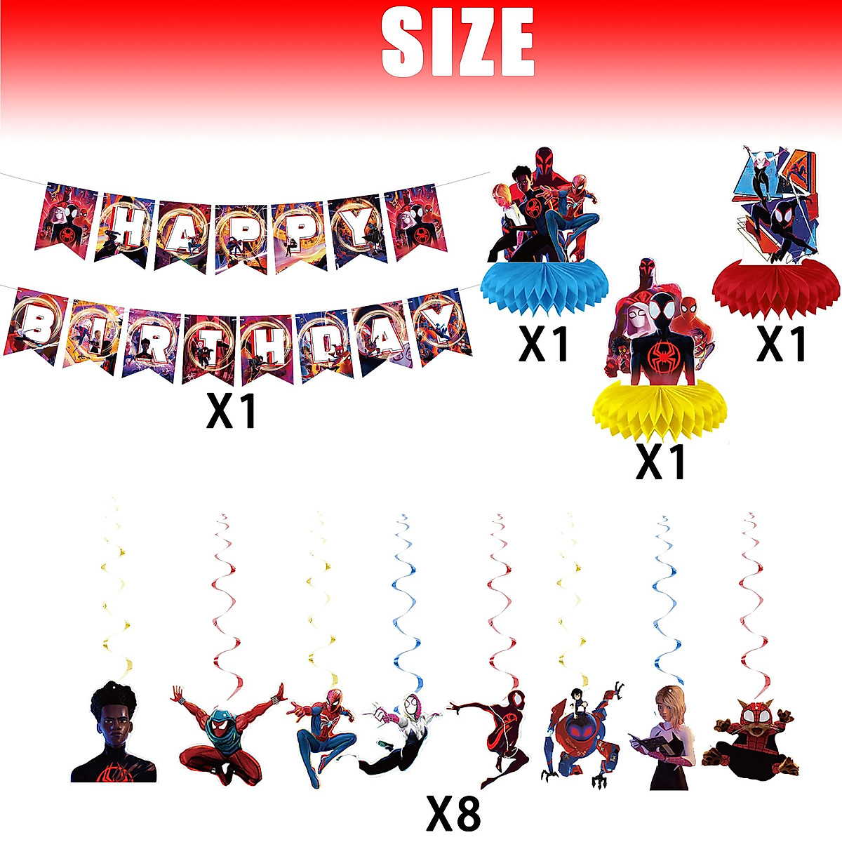 Birthday Party Supplies, Birthday Decorations Set Include Birthday Banners,Hanging Swirls and Honeycomb Centerpiece for Party Decorations