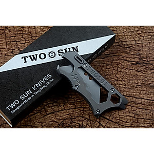 Twosun TS149 EDC Cutting Utility Multi Knife Carbon Steel Blade Titanium Handle