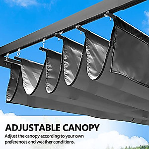 10x10ft Pergola Retractable Pergola Canopy，Aluminum Pergola Shelter with Polyester Sun and Rain-Proof Canopy,Aluminum Outdoor Pergola for Patio,Yard and Garden（Grey）