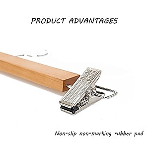 Wooden Pant Hanger with 2 Adjustable Anti-Rust Clips Skirt Hanger for Jeans Trousers Bottom Hanger 1 pcs-Brown