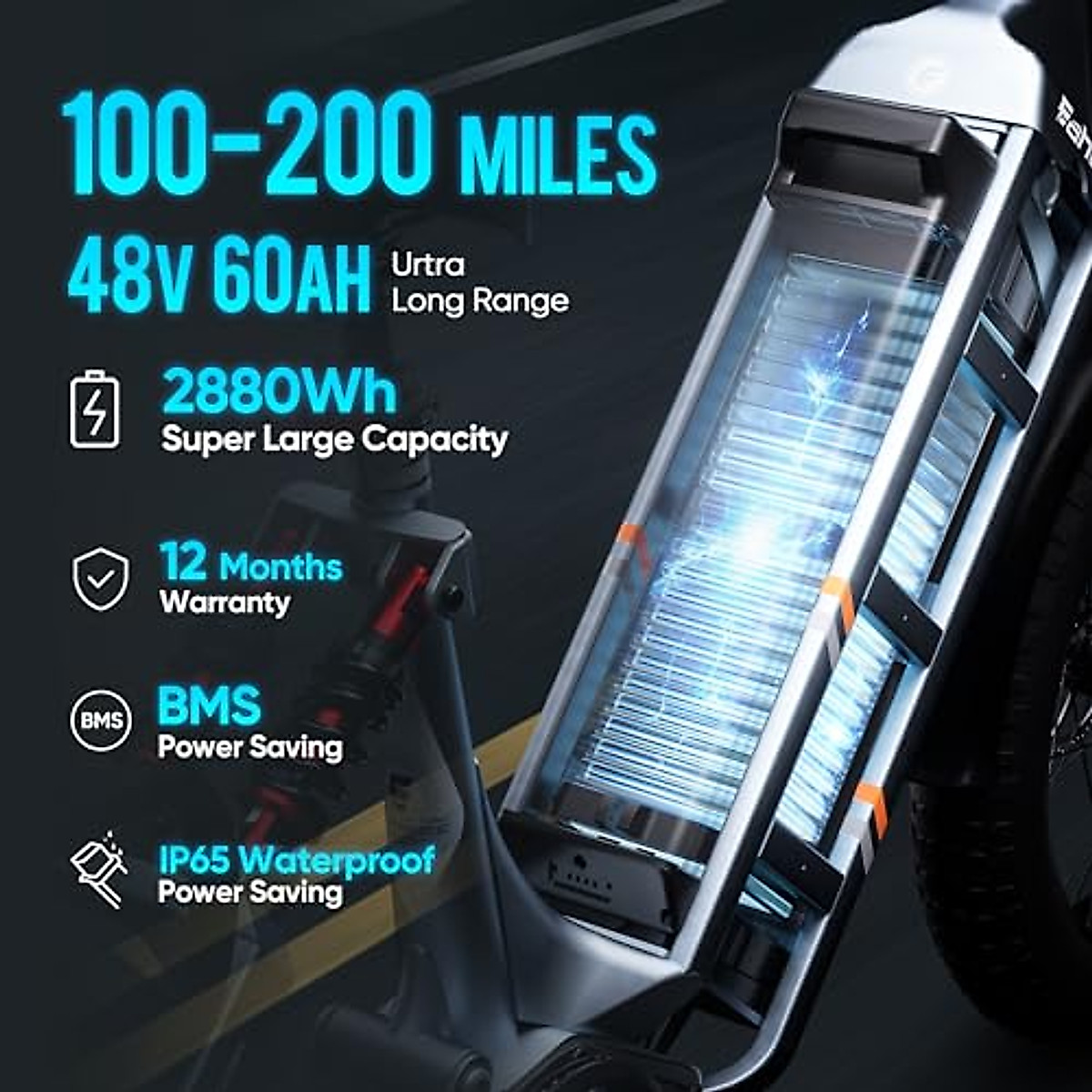 eAhora Juliet [2024 Upgraded] Electric Bike for Adults Peak 1200W Ebike 48V 60Ah 100-200Miles Long Range E-bike 20" Fat Tires Full Suspension Electric Bicycle Juliet Blue-Gray