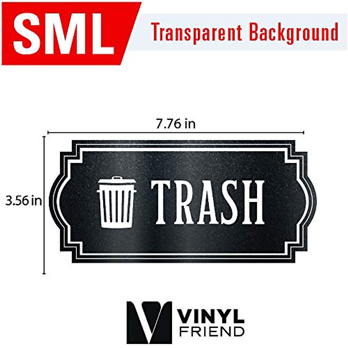 Recycle and Trash Elegant Decal to Organize Trash cans or Garbage containers and Walls - Premium Cut Vinyl Style 2 (Small, Metallic Black)